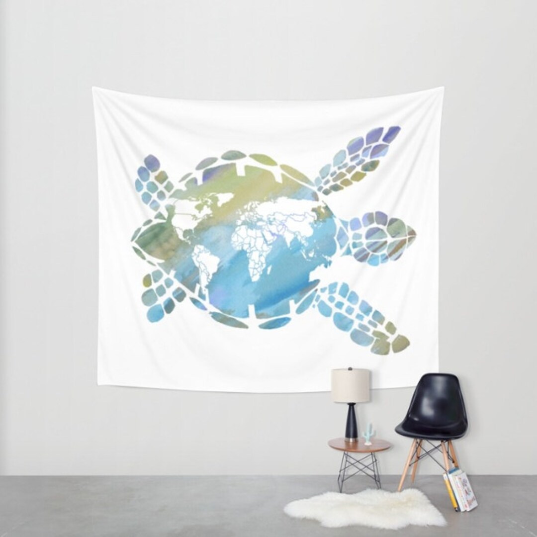 Sea Turtle Wall Tapestry, Fabric Wall Art, Conservation, Ecology, World ...