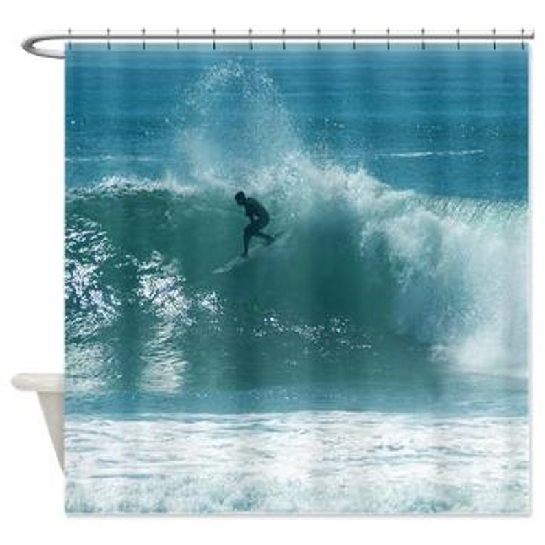 Malibu Surfer Shower Curtain Photographic ocean waves | Etsy
