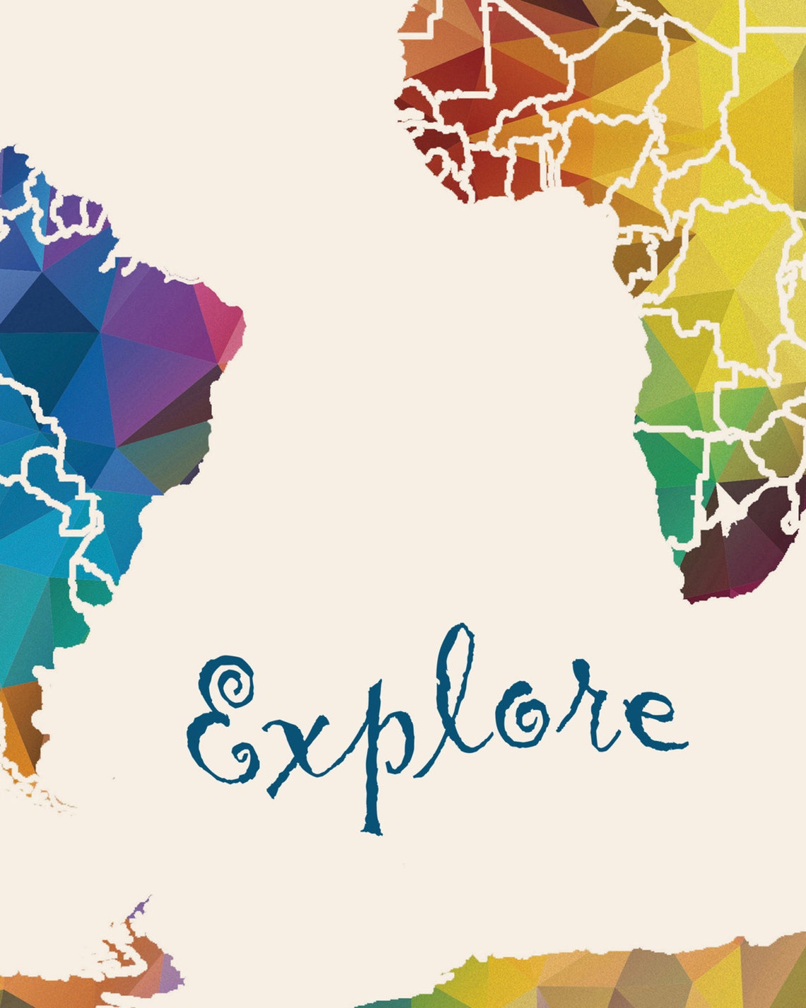 Explore Map Throw Pillow Geomtric Map Colorful Travel Decor - Etsy