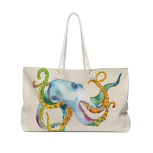 Octopus Weekender Bag - Watercolor Octopus Design Large Tote Bag - Etsy