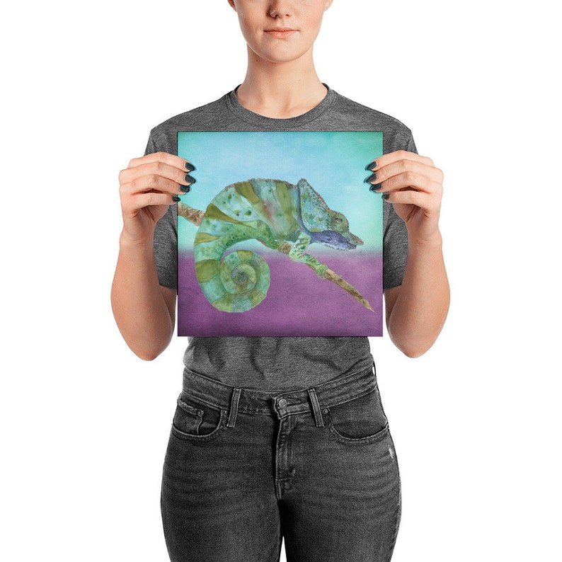Chameleon Art Print unframed print of chameleon illustration | Etsy