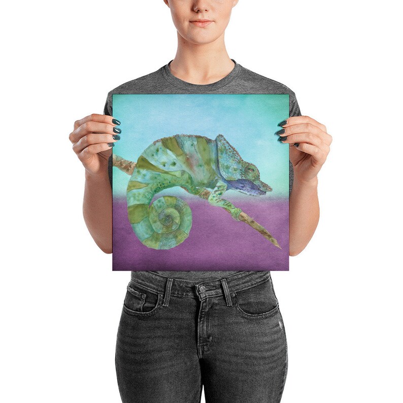 Chameleon Art Print unframed print of chameleon illustration | Etsy