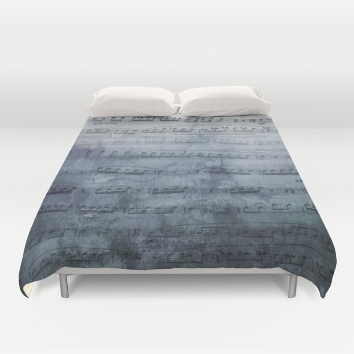 Gray Watercolor Music Duvet Cover Sheet Music Ombre Design - Etsy
