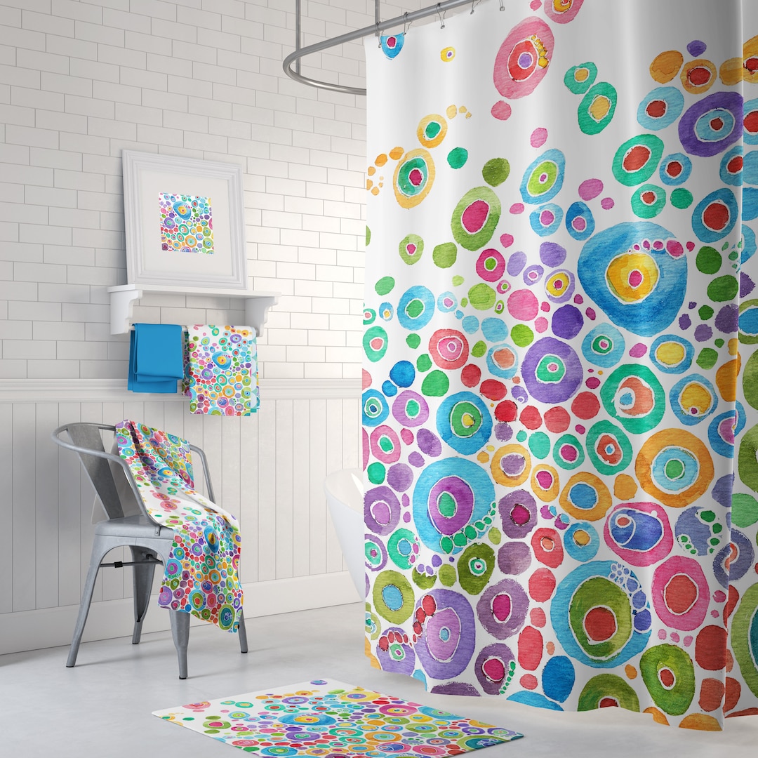 Colorful Circles Shower Curtain Inner Circle Design Popular Shower