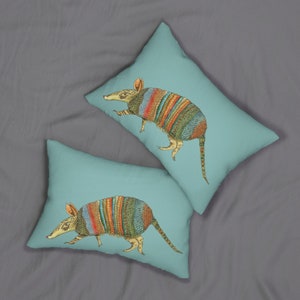Armadillo Pillow - Lumbar Style Pillow With Insert - Cute Southwest Decor Colors - Etsy