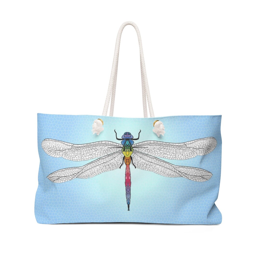 Dragonfly Weekender Tote Bag: Large Beach Bag With Rope Handles - Etsy