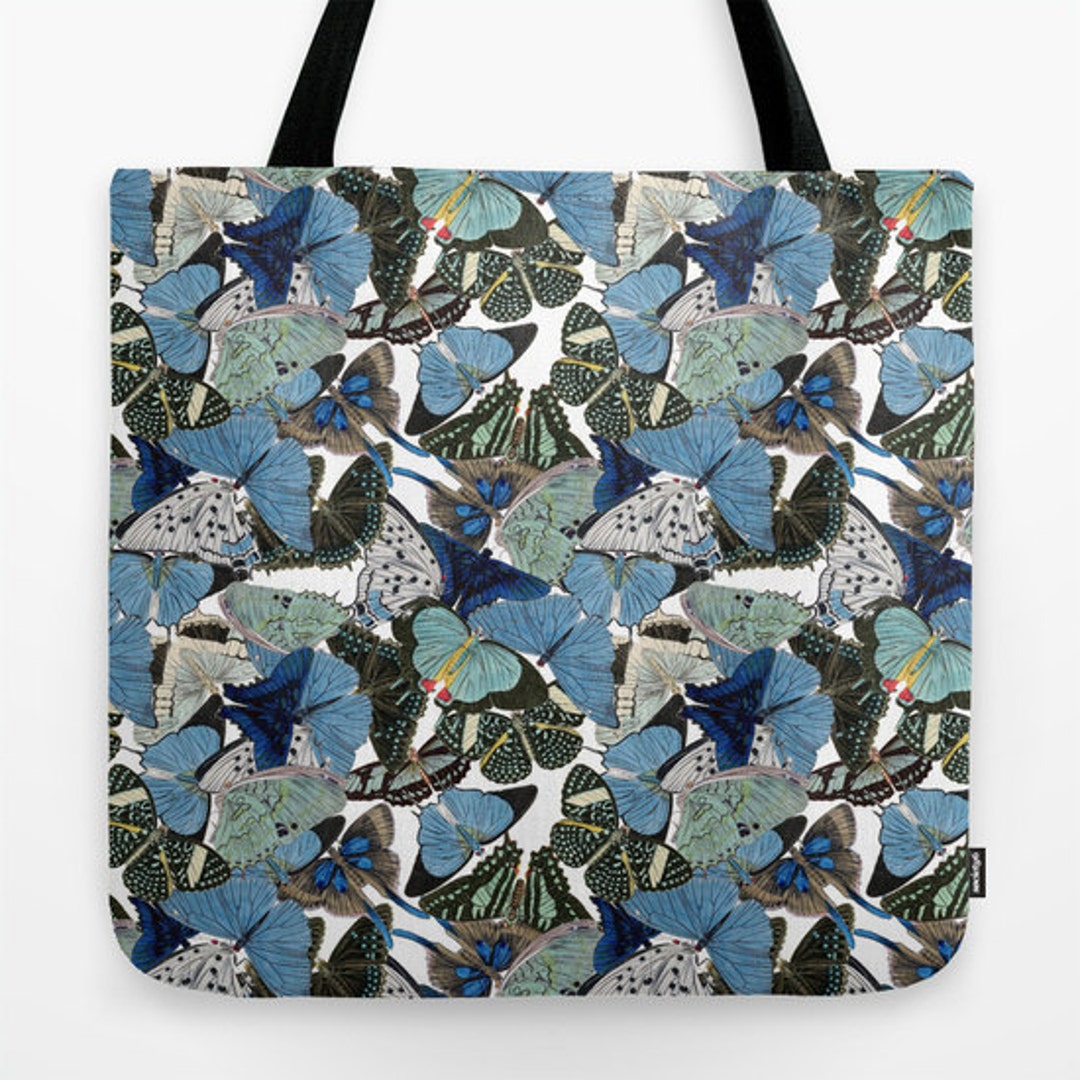 Butterfly Tote Bag, Allover Blue Butterflies Pattern, Beautiful, Mom ...