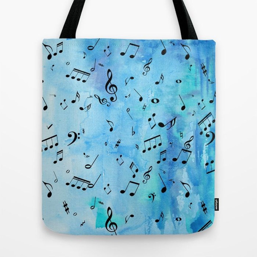Music Notes Tote Bag, White and Black Musical, Singer, Musician Gift ...
