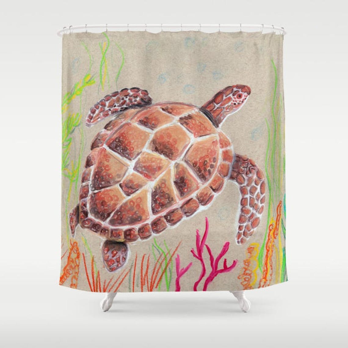 Sea Turtle Shower Set Tan Turtle Coastal Tan and Brown - Etsy