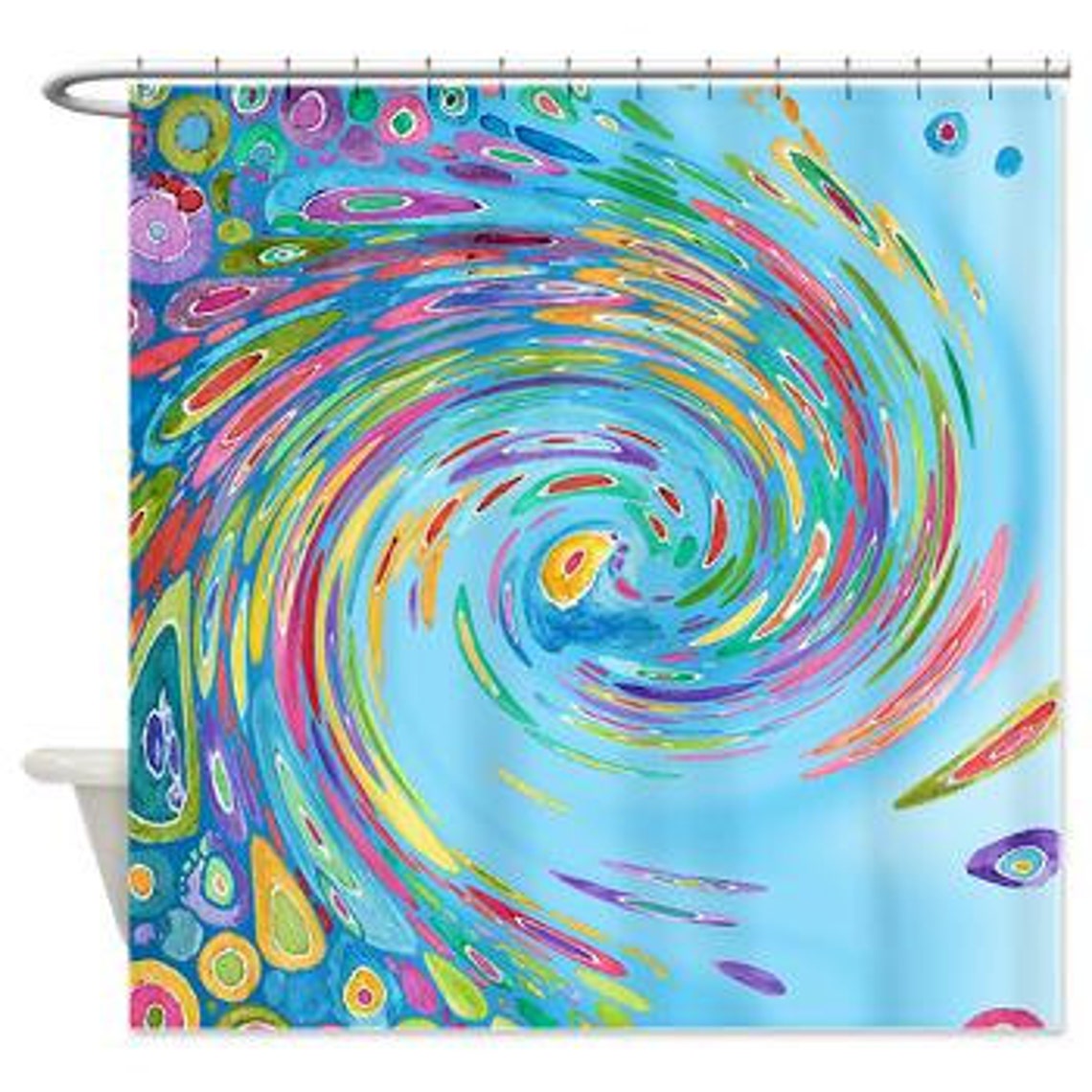 Blue Wave Shower Curtain Catch A Wave Colorful Blue Teal - Etsy