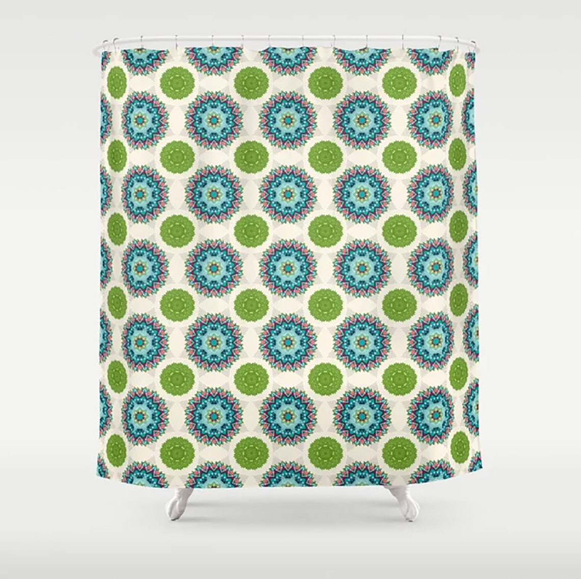 Boho Mandala Shower Curtain Geometric Mandala Fabric Etsy