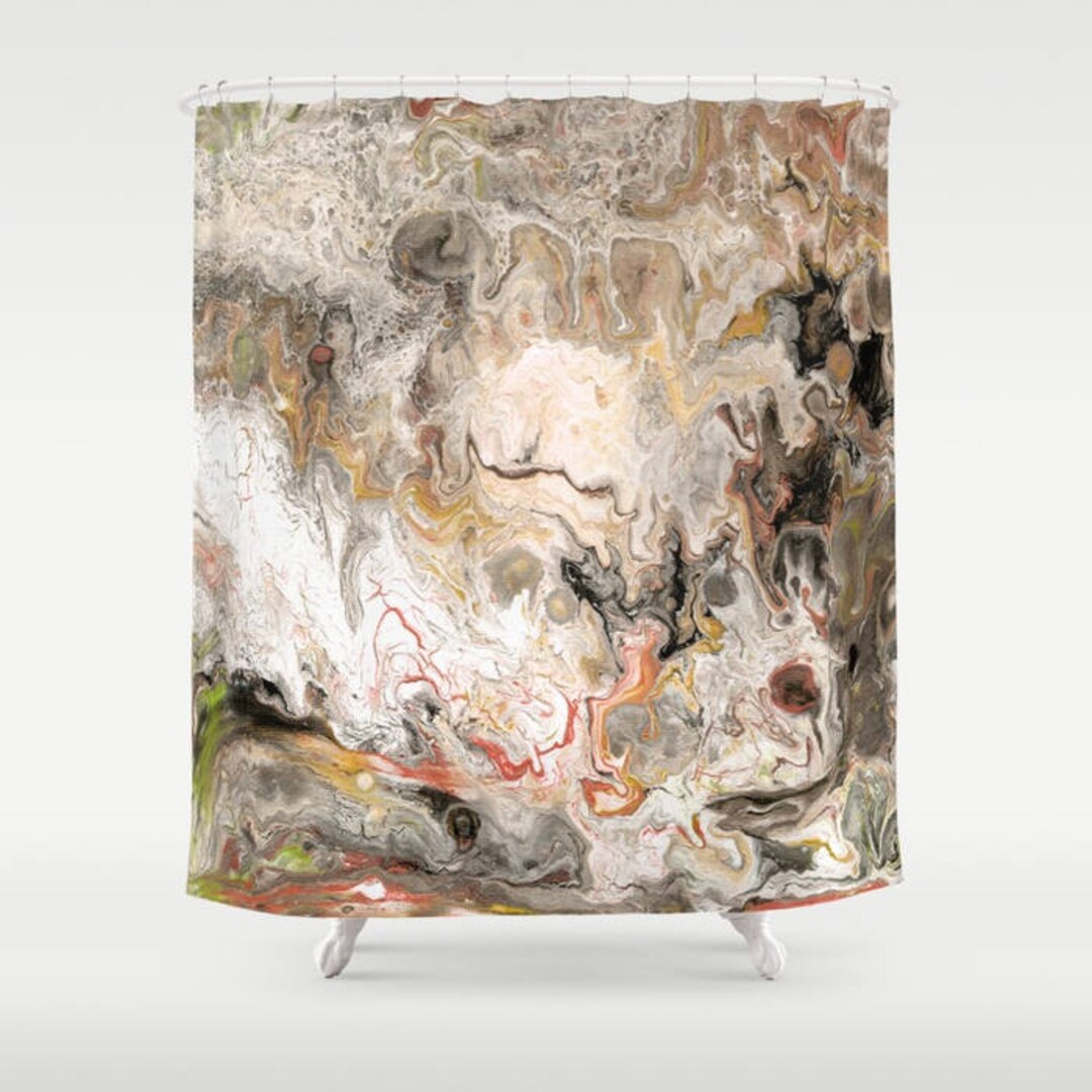 Earth Tone Marble Shower Curtain: Modern Geology Art - Etsy
