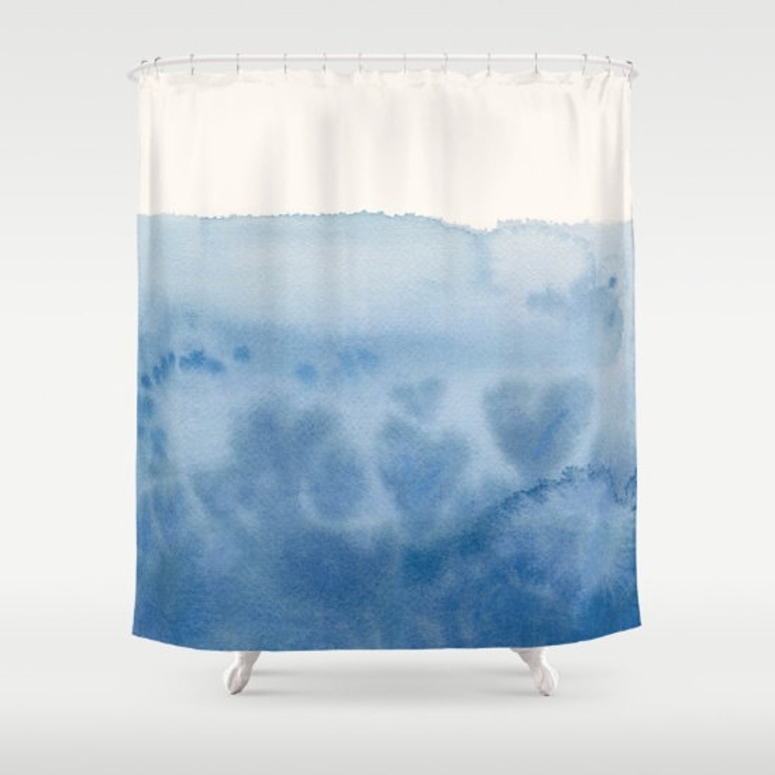 Blue Watercolor Shower Curtain Waves of Love Uniqueblue | Etsy