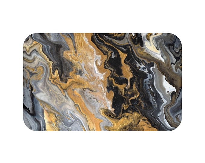 Black and Gold Marble Bath Mat - Marble Bathroom Decor - Etsy