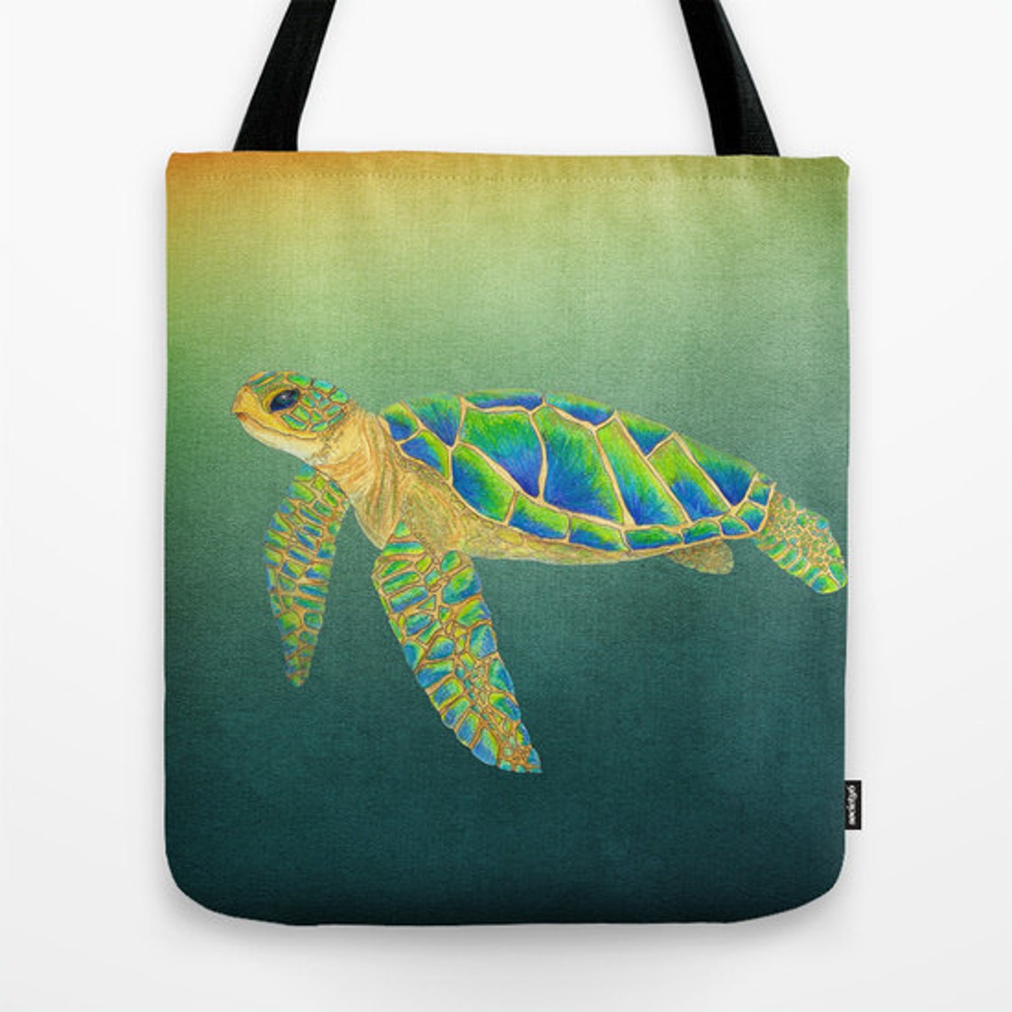 Sea Turtle Tote Bag Green Watercolor Ocean Design Beautiful - Etsy