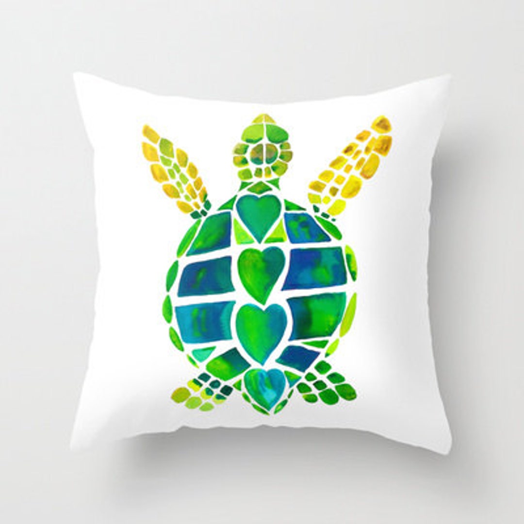 Sea Turtle Throw Pillow Cute Surfer Style Ocean - Etsy Israel