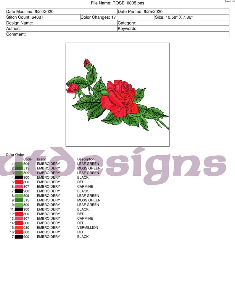 Beautiful Extra Large Rose Machine Embroidery Design 10.58" X 7.36 ...