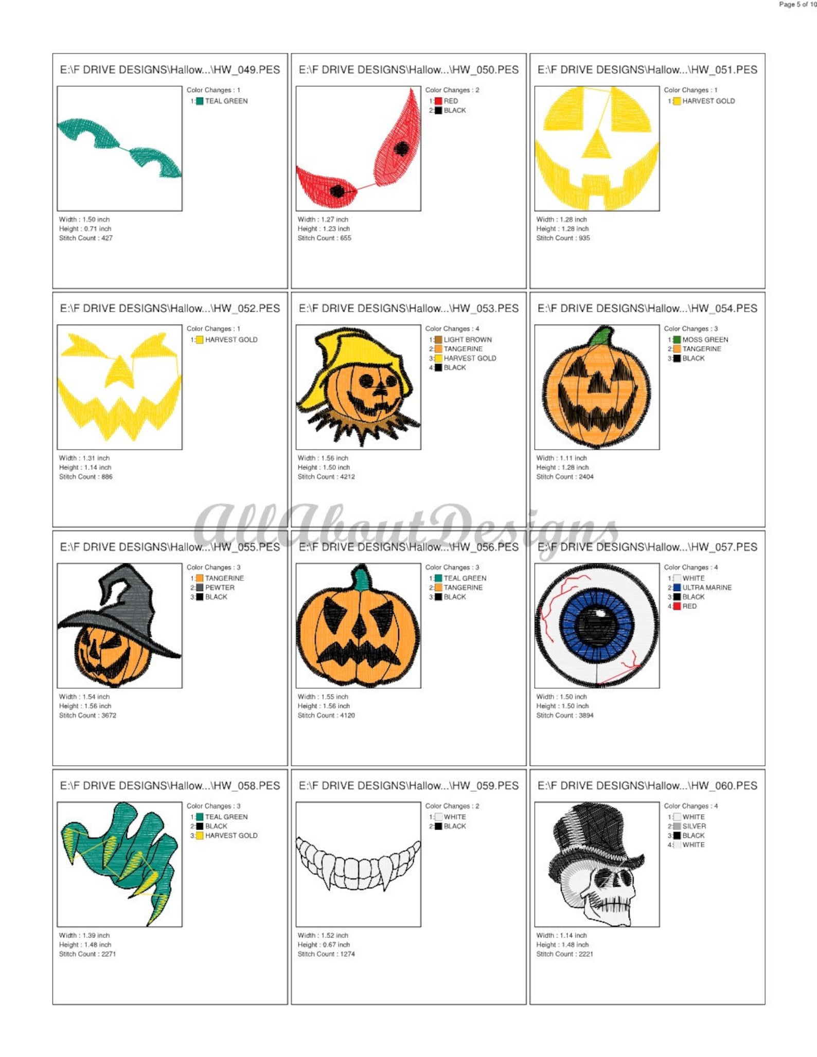 110 HALLOWEEN Machine Embroidery Designs - PES & VIP Formats - Includes ...