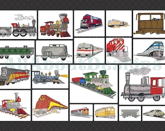 Steam Train Machine Embroidery - Etsy UK