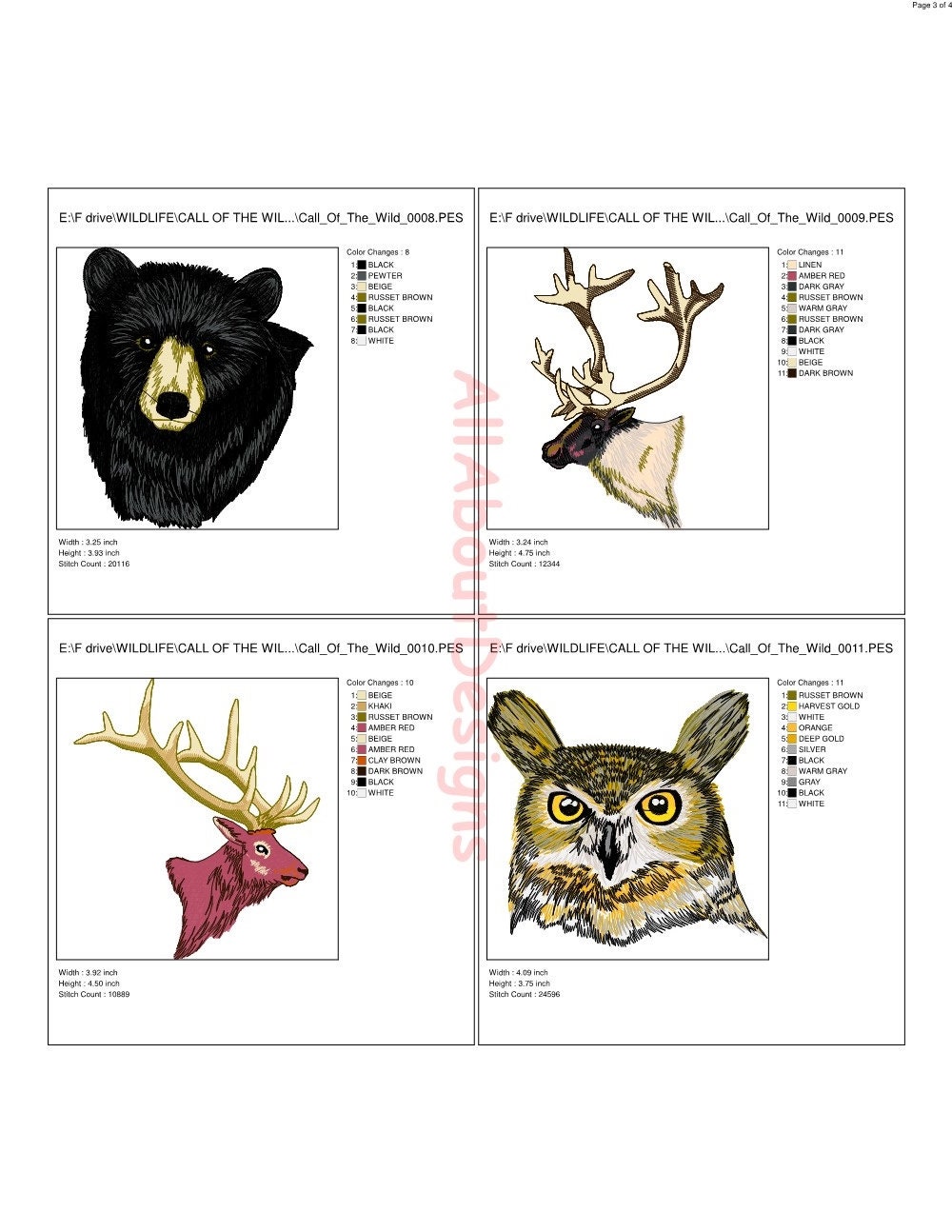 Call of the Wild Machine Embroidery Designs - 15 Different Designs ...