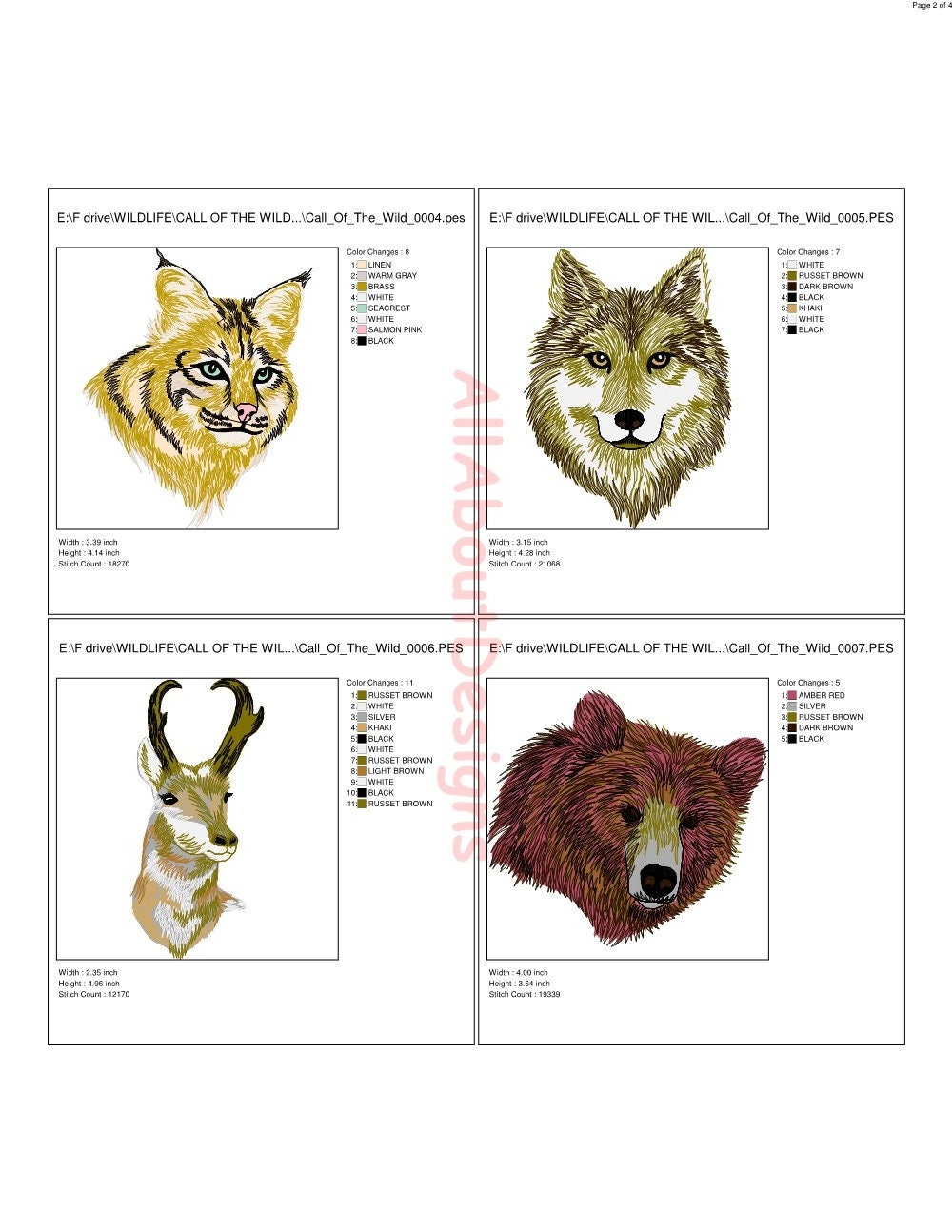 Call of the Wild Machine Embroidery Designs - 15 Different Designs ...