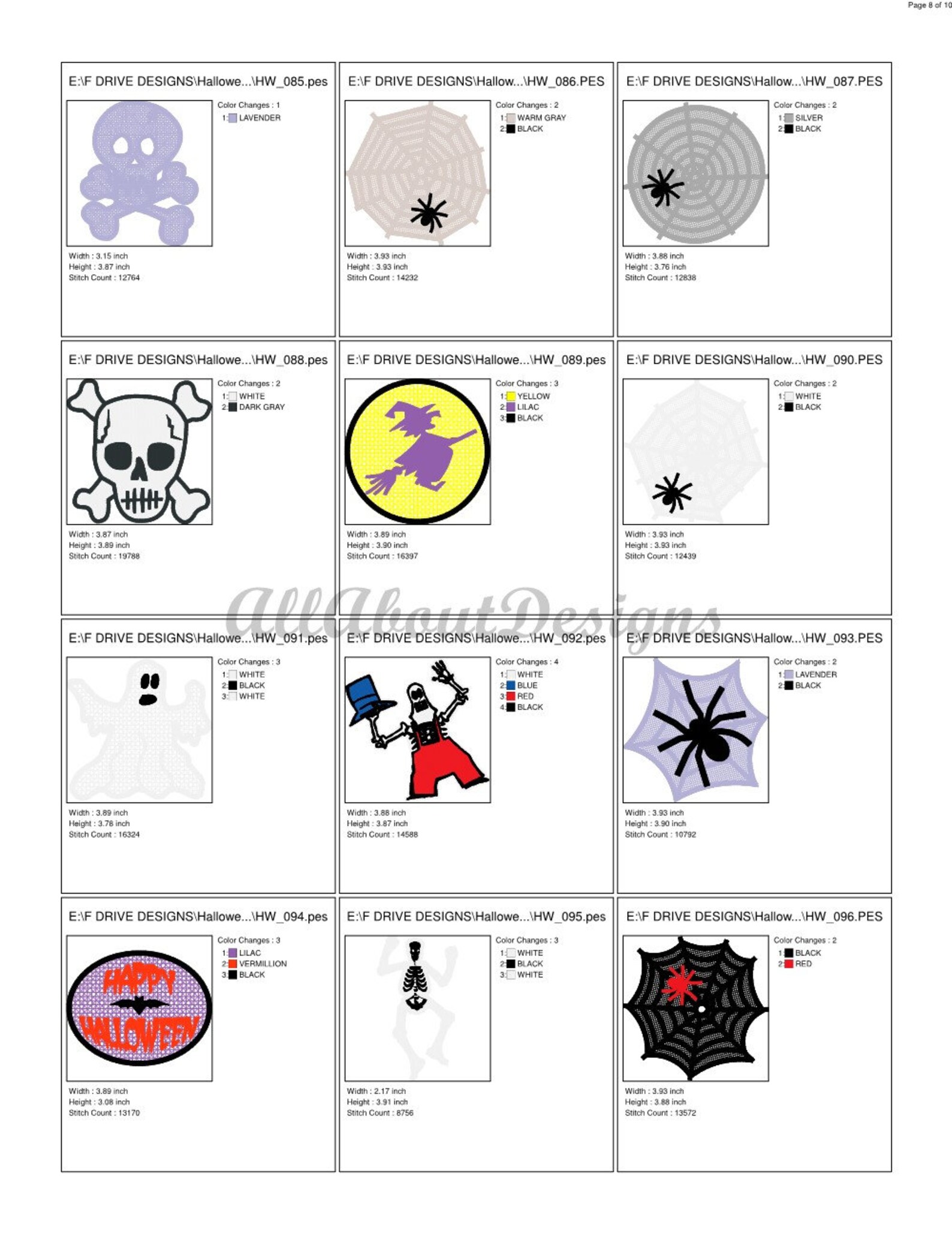 110 HALLOWEEN Machine Embroidery Designs - PES & VIP Formats - Includes ...