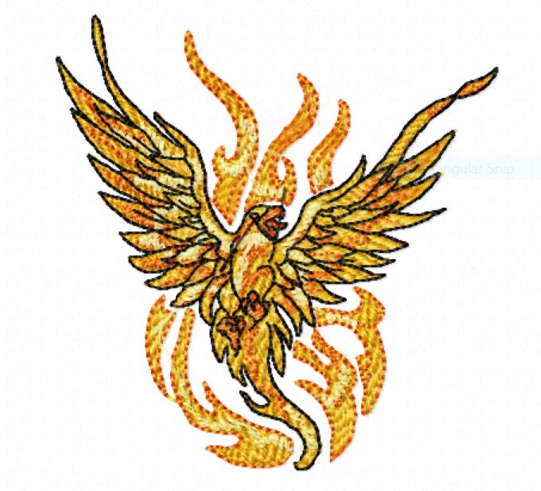 Mythical Blazing Phoenix Machine Embroidery Design File - Multiple ...