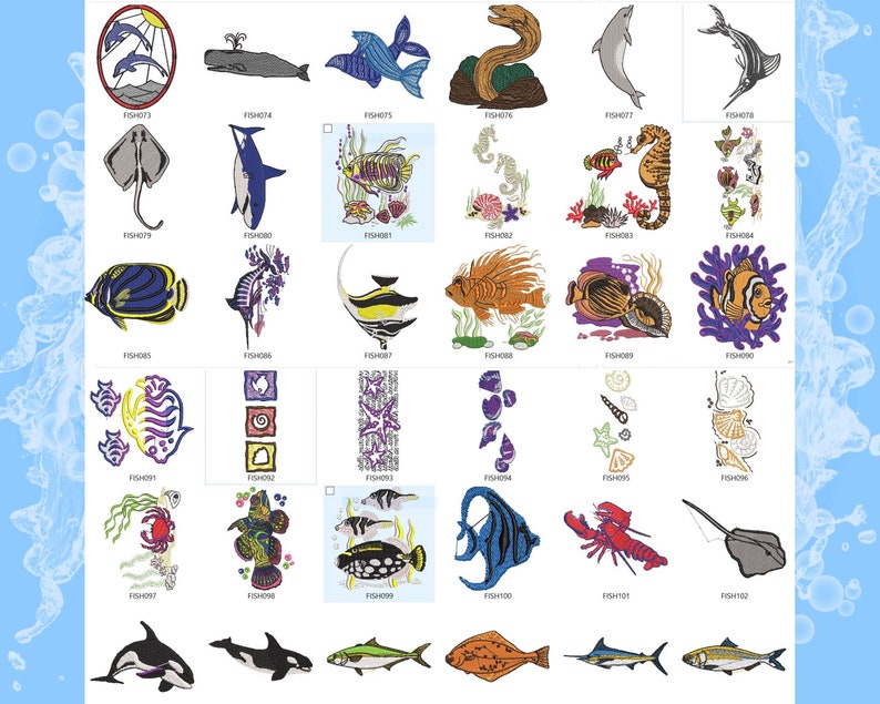 Huge Aquatic Fish and Nautical Set Machine Embroidery Designs - 375 ...