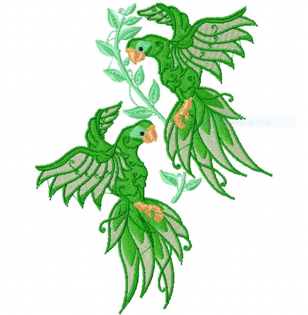 A Pretty Pair of Parrots Machine Embroidery Design Files Pes Dst Exp ...
