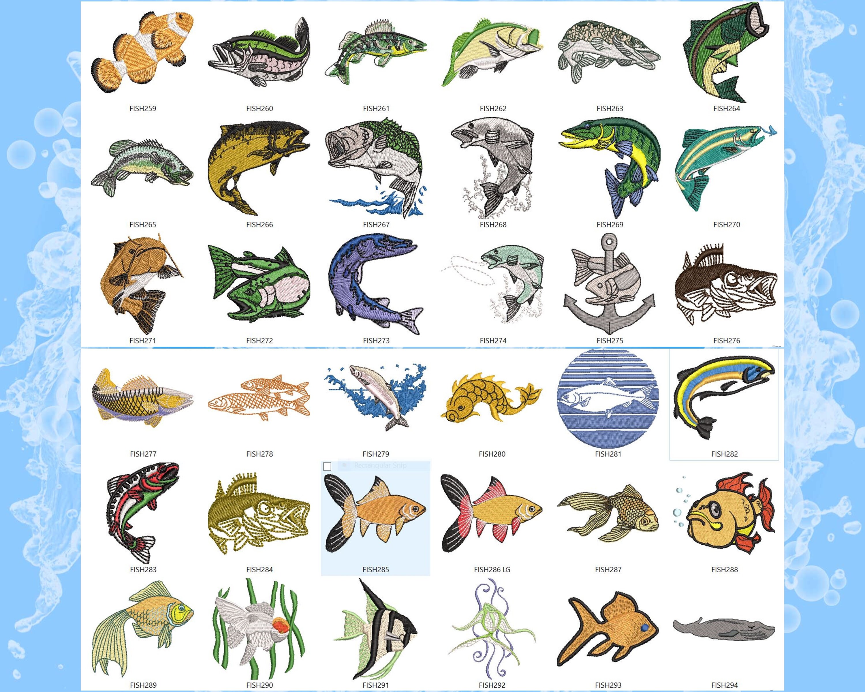 Huge Aquatic Fish and Nautical Set Machine Embroidery Designs - 375 ...