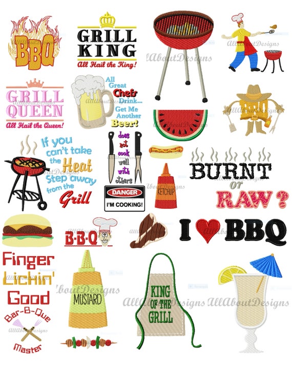BBQ Design Set 1 25 Different Machine Embroidery Designs - Etsy