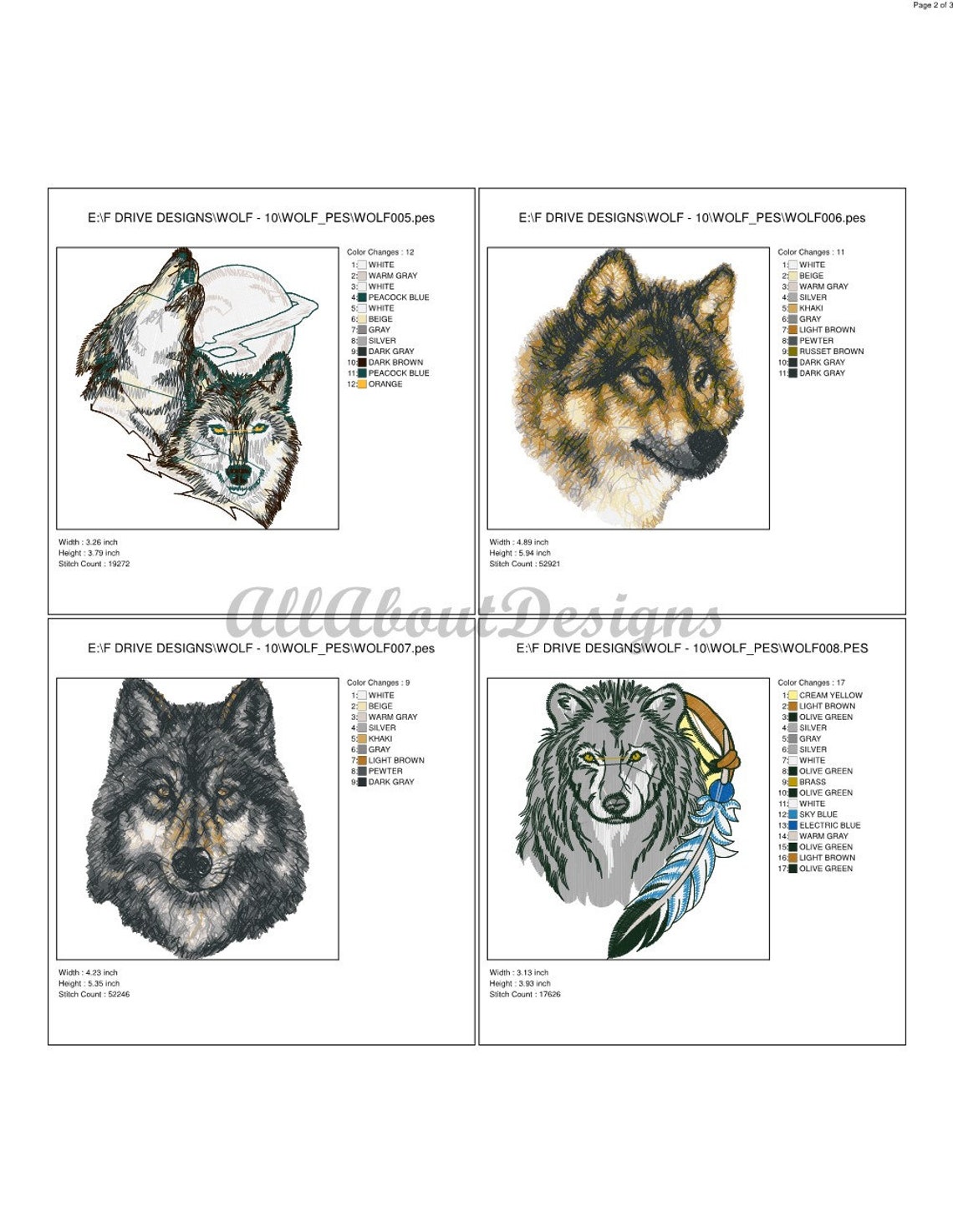 10 Majestic Wolf Machine Embroidery Designs Multiple Formats - Etsy