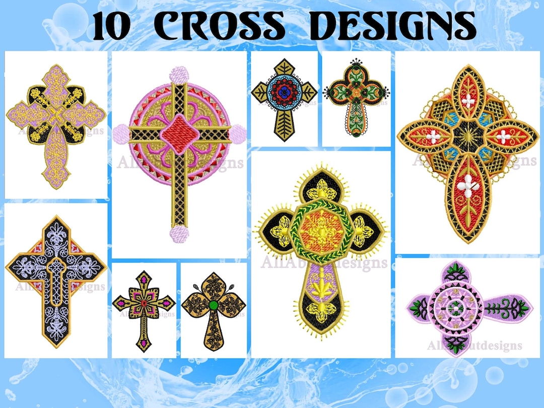 10 Decorative Cross Designs Machine Embroidery Designs - Multiple ...