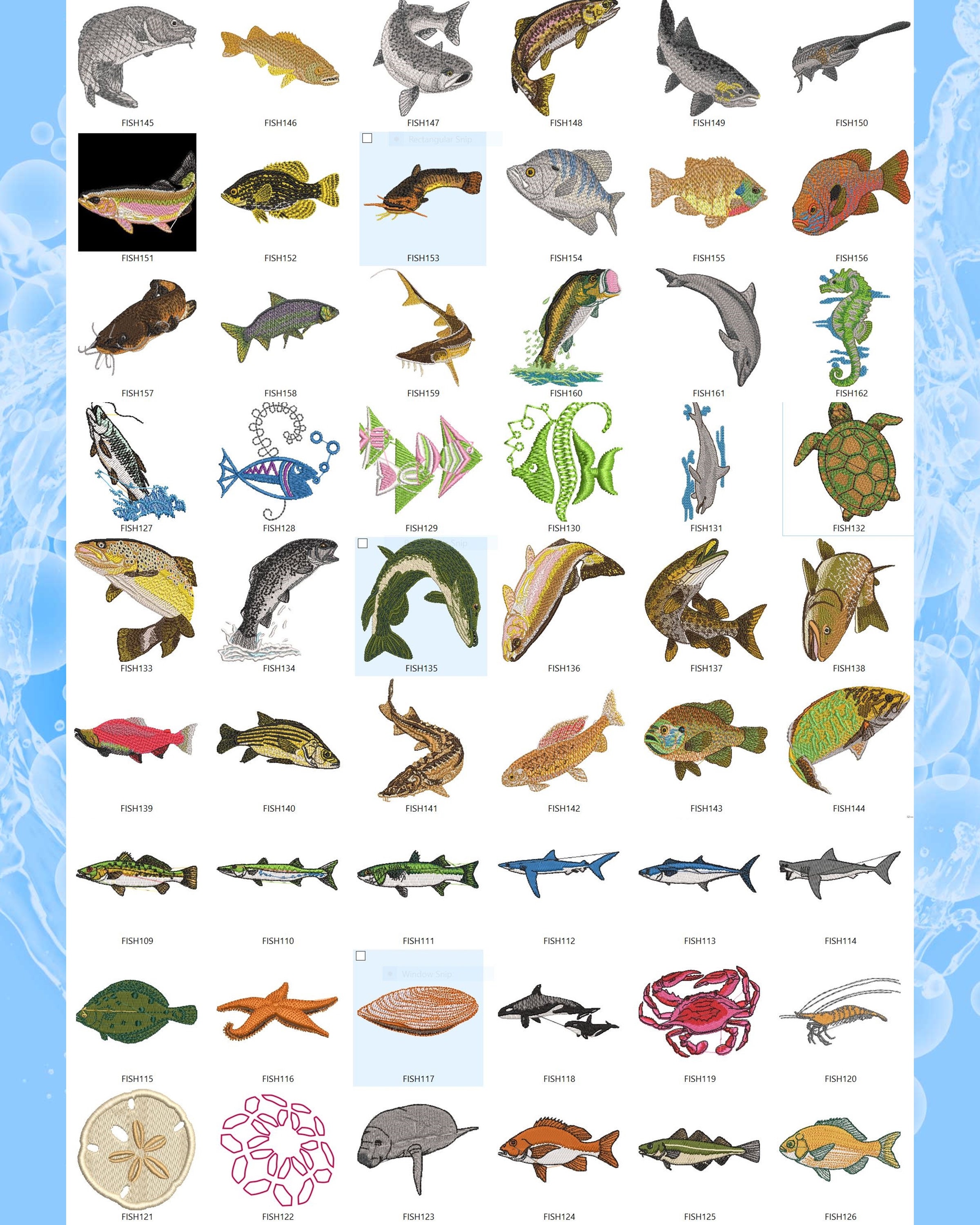 Huge Aquatic Fish and Nautical Set Machine Embroidery Designs - 375 ...
