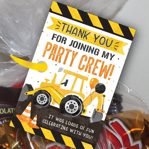 Construction Favor Tags Construction Birthday Party Back Hoe - Etsy