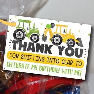 Backhoe Birthday Favor Tags Tractor Birthday Favor Tags Construction ...