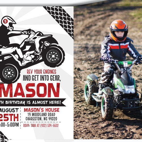 ATV Birthday Invitation 4 Wheeler Birthday Invitation Racing - Etsy