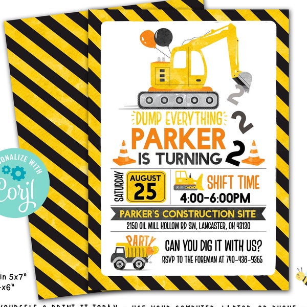 Excavator Birthday Party - Etsy