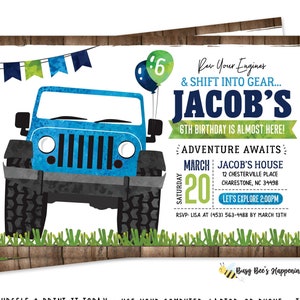 4x4 Birthday Invitation Blue Truck Birthday Invitation Off-road ...