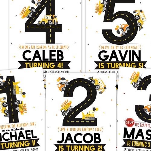 Construction Birthday Invitation Backhoe Construction Invite - Etsy