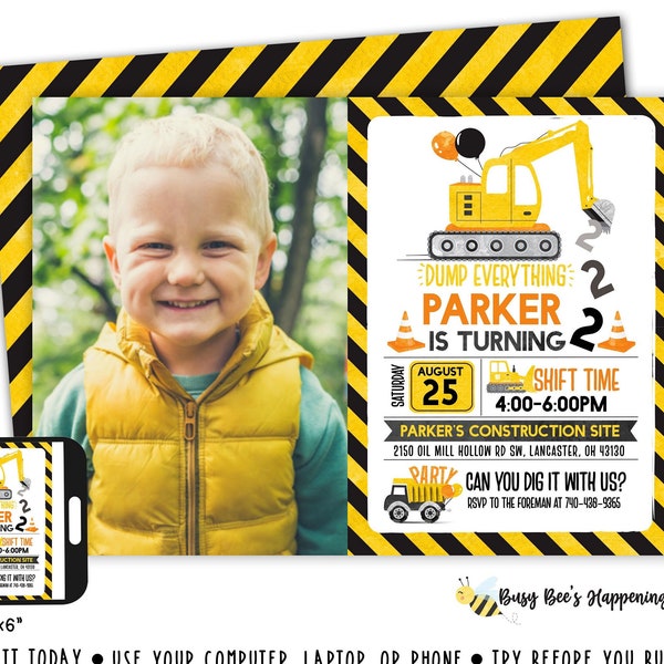 Excavators Birthday Party - Etsy