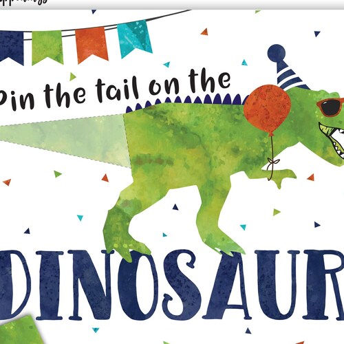 Kids Party Game Pin the Tail on the T-rex Printable Poster - Etsy