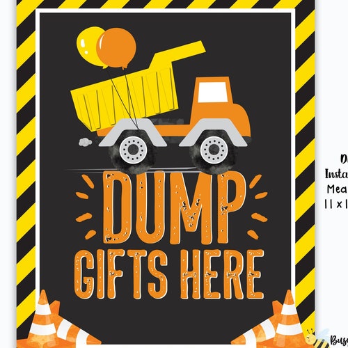 Dump Gifts Here Sign Construction Birthday Sign Cards and - Etsy