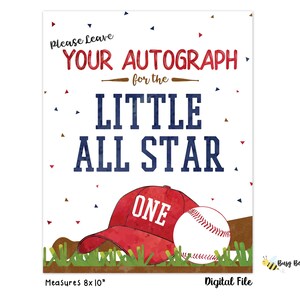Baseball Sign Leave Your Autograph Sign First Birthday Little All-star ...