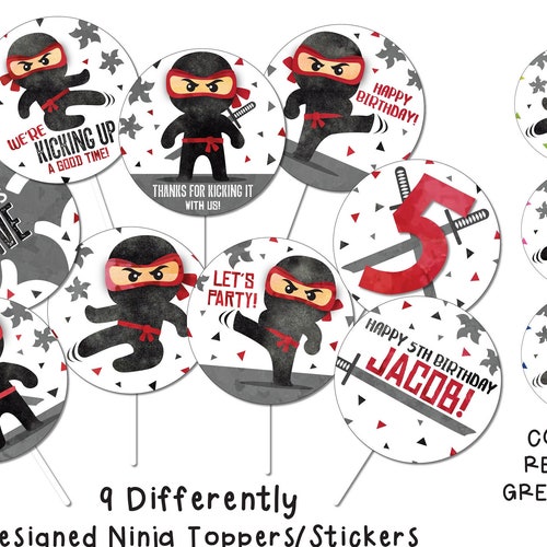 Ninja Birthday Cupcake Topper Martial Arts Stickers Ninja - Etsy