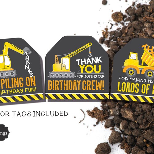 Construction Favor Tags Construction Birthday Party Dump Truck - Etsy