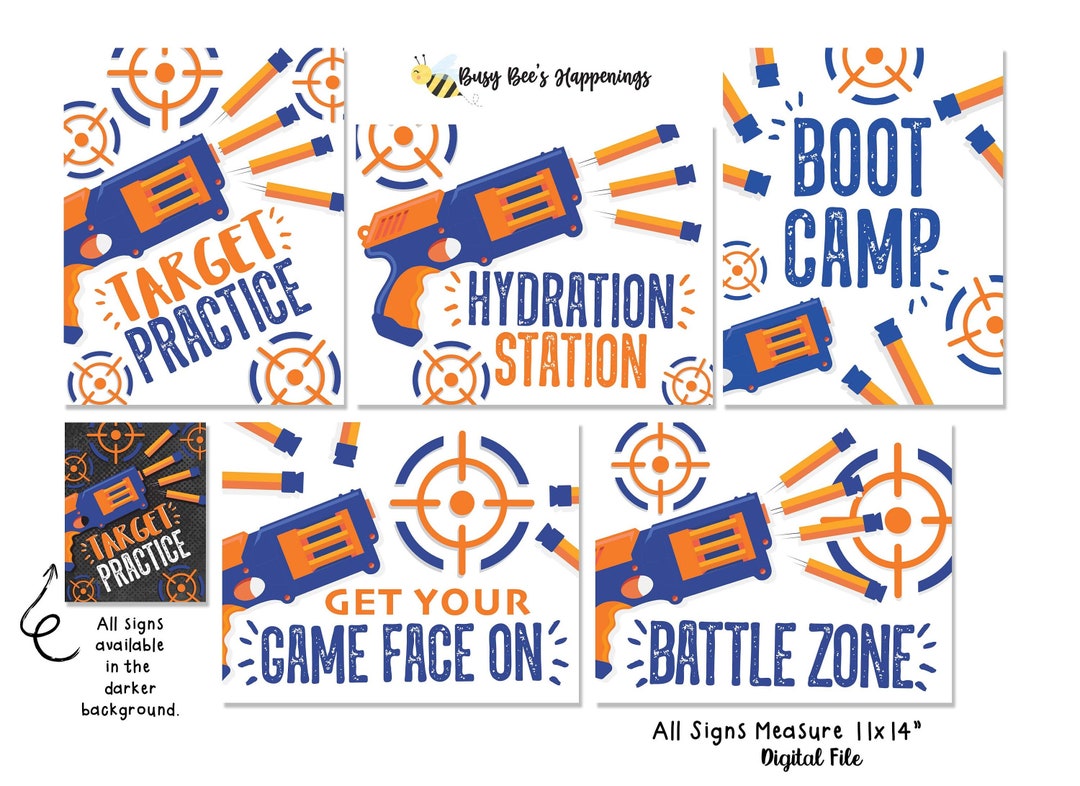 Dart Party Signs Dart Battle Party Signs Dart War Signs Dart Guns ...