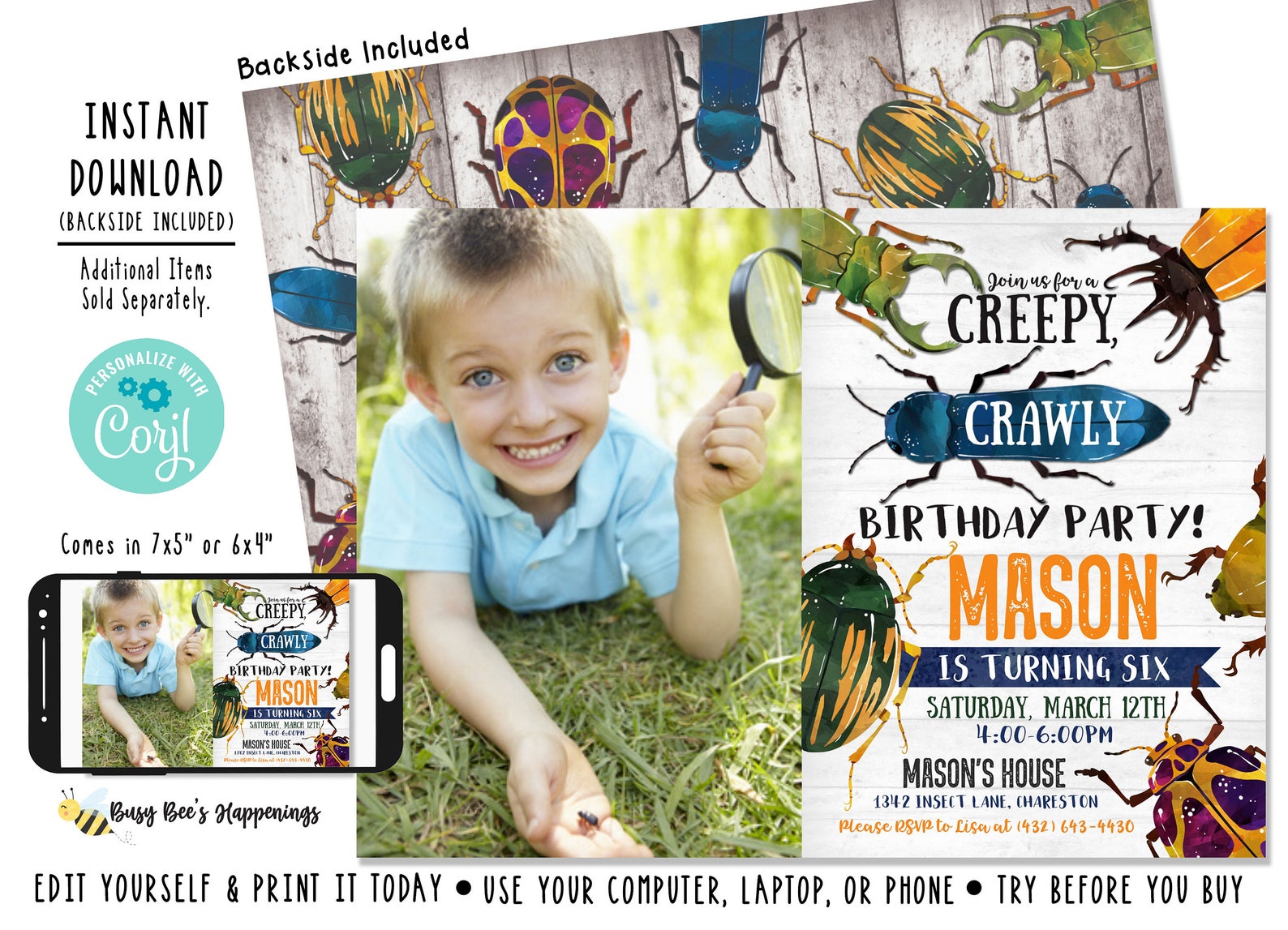 Bug Party Birthday Invite Bug Birthday Invitation Bug - Etsy