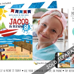 Boat Birthday Invitation Speed Boat Birthday Lake Birthday Invitation ...