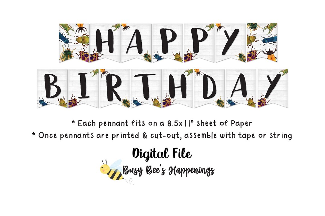 Bug Birthday Banner Bug Birthday Party Insect Banner Tags Bug Banner ...